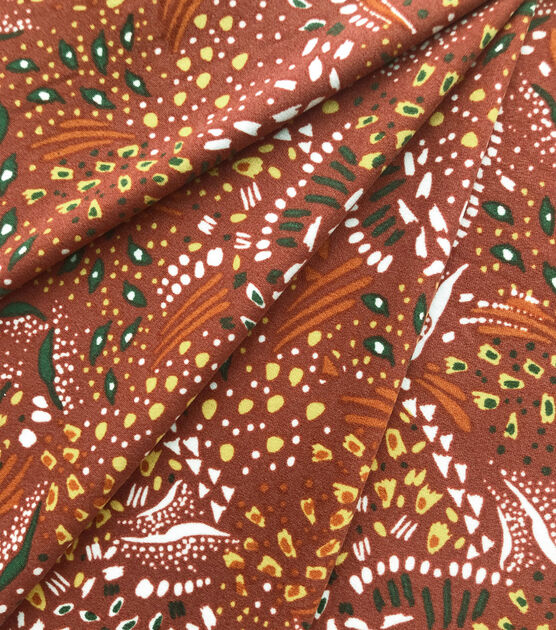 Brown Multi Folk Abstract Jersey Knit Fabric Joann