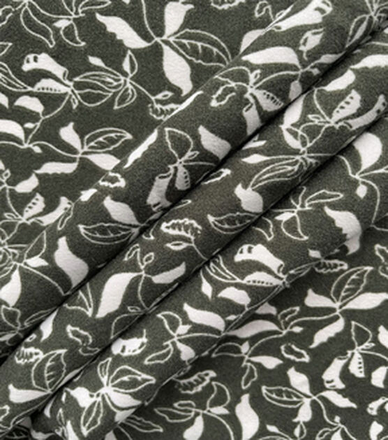 Dark Olive And White Small Vines Jersey Knit Fabric Joann