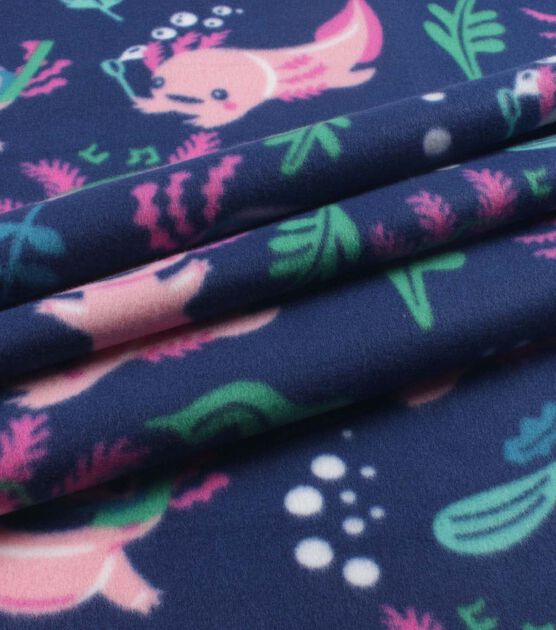 Axolotls On Blue Blizzard Fleece Fabric Joann