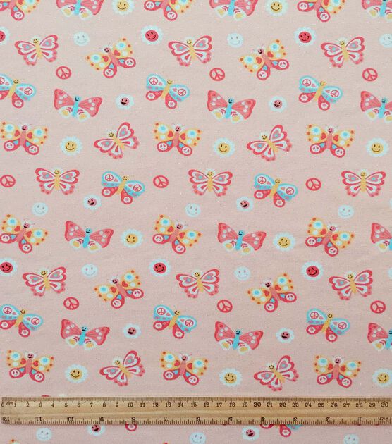Groovy Butterflies On Pink Interlock Knit Fabric By Pop Joann