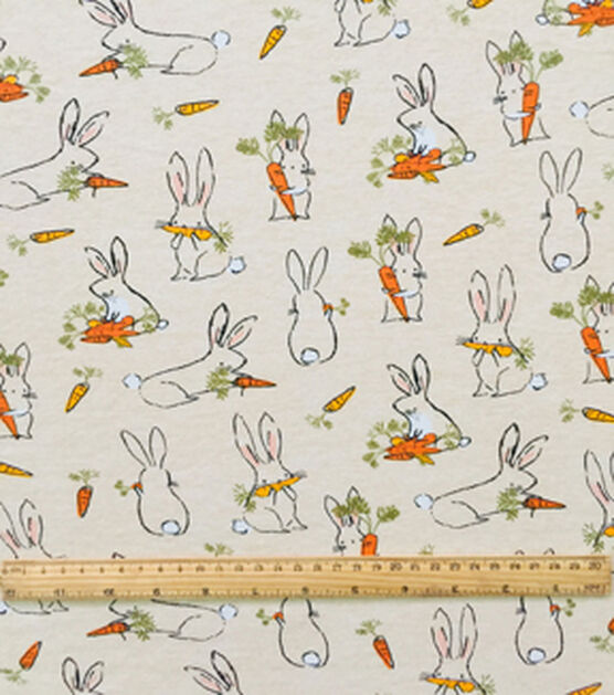 Easter Oatmeal Heather Bunny Interlock Knit Fabric By Pop Joann