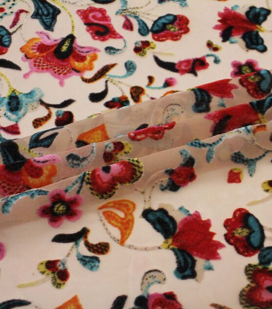Floral On Cream Burnout Velvet Fabric Joann