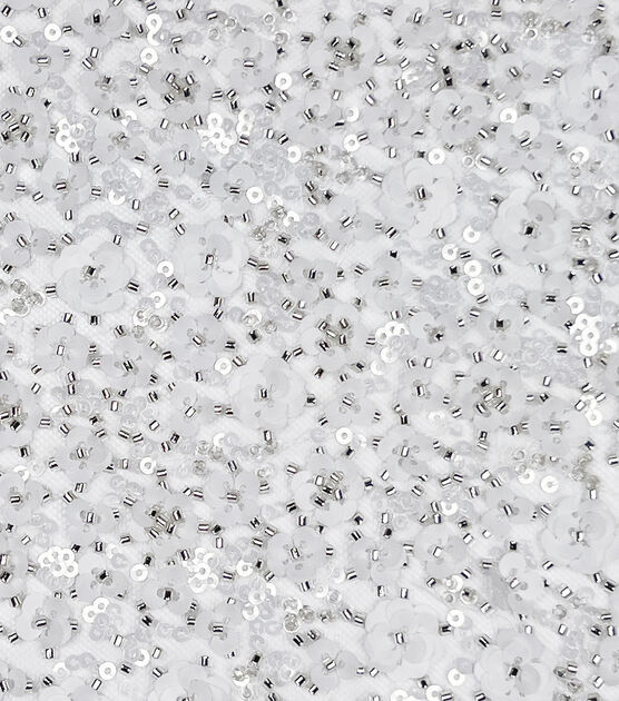 Badgley Mischka White Sequin Floral Mesh Fabric Joann