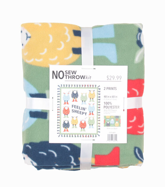 48 Wide Feelin Sheepy On White No Sew Fleece Blanket Joann