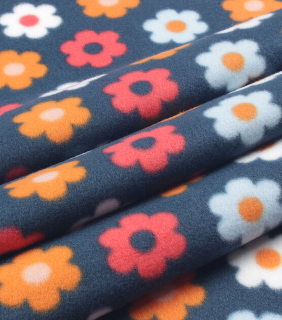Multi Floral On Blue Blizzard Fleece Fabric Joann