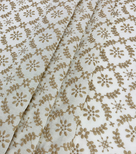 White And Beige Embroidered Jersey Knit Fabric Joann
