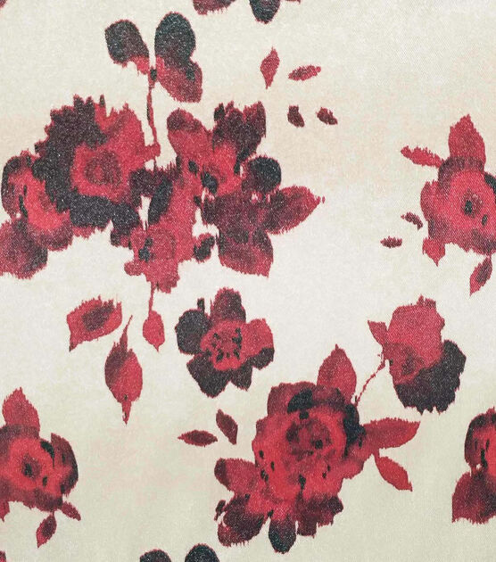 Silky Polyester Spandex Satin Fabric Red Abstract Floral Joann