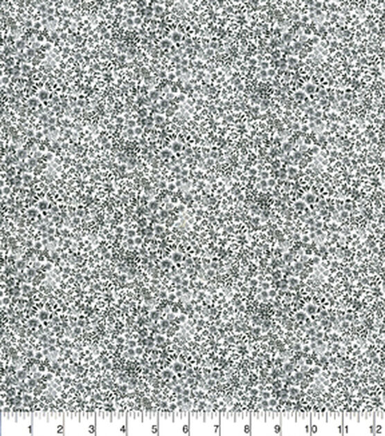 Fabric Traditions Black Floral On White Cotton Fabric By Keepsake