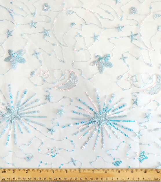 Blue Celestial Print On Mesh Apparel Fabric Joann