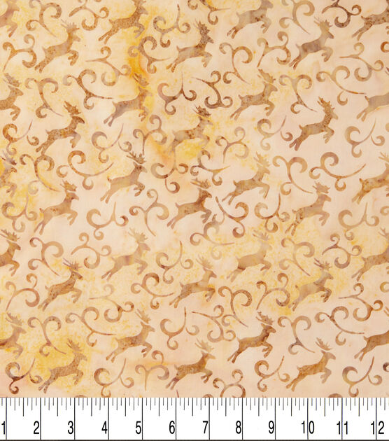 Gold Yuletide Sparkle Reindeer Christmas Metallic Cotton Fabric Joann