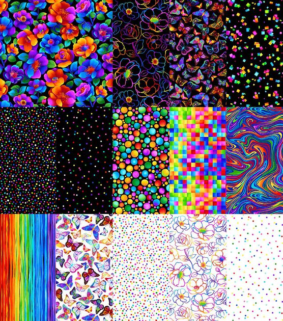 25 Rainbow Bright Cotton Fabric Strips 40pc Joann