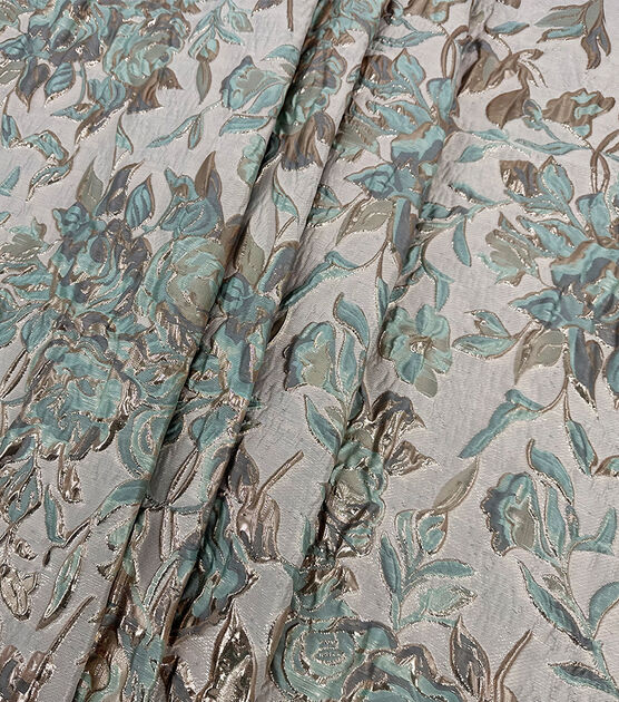 Blue Metallic Floral Jacquard Knit Fabric Joann