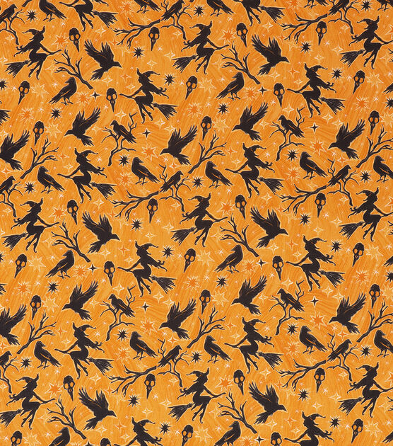 Singer 18 X 21 Witch And Bat Halloween Cotton Fabric Quarter Bundle 5pc