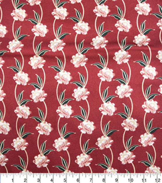 Red Peony Stripe Hammered Silky Satin Fabric Joann