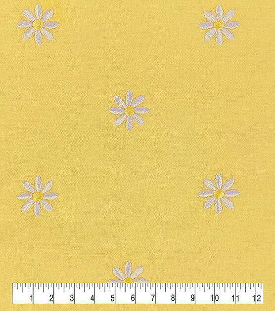Daisy Embroideries On Yellow Quilt Cotton Fabric By Keepsake Calico Joann