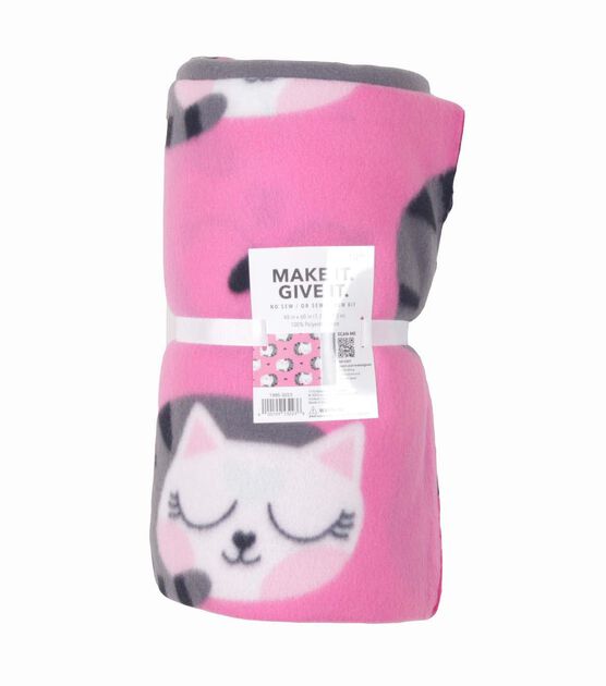 48 Wide Sleeping Cats On Pink No Sew Fleece Blanket By Make It Give It