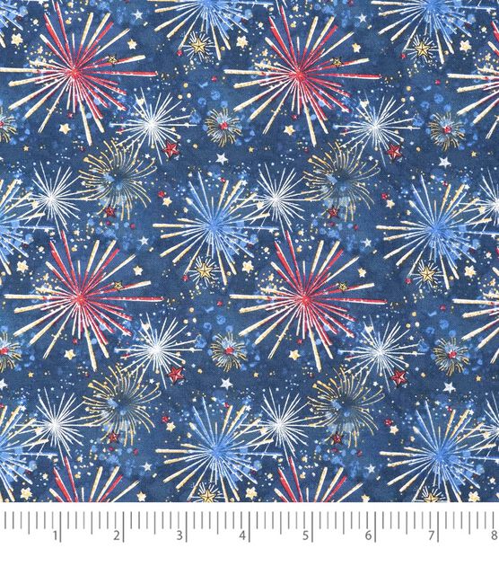 Singer Firework Bursts On Blue Patriotic Cotton Fabric Joann