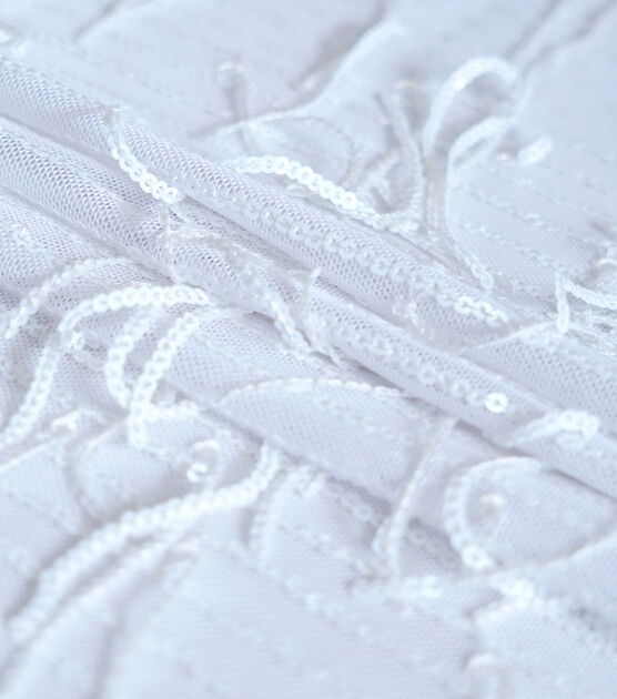 White Fringe Sequin Mesh Fabric Joann