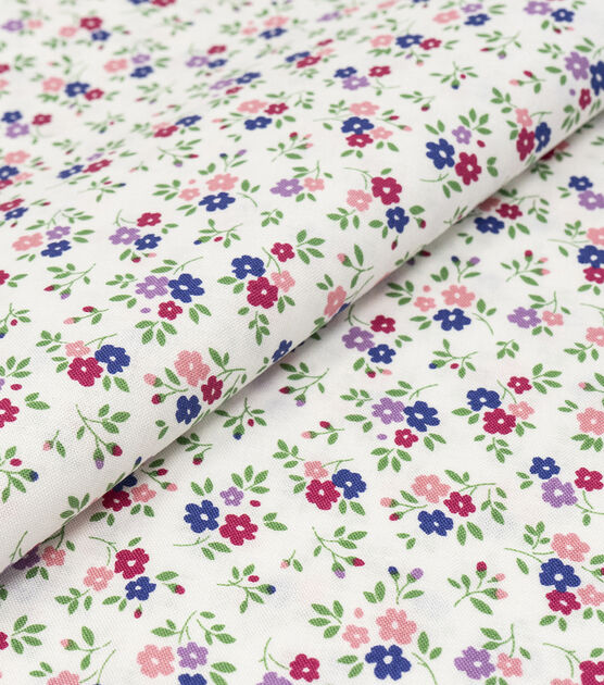 Singer Red Flowers On White Quilt Cotton Fabric Joann