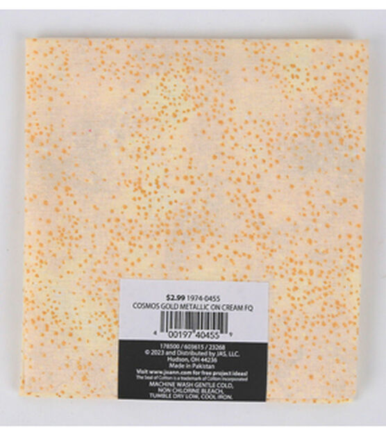 18 X 20 On Cream Metallic Cotton Fabric Quarter 1pc By Keepsake