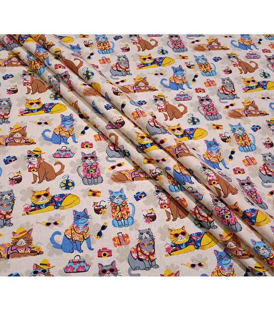 Tropical Cats On Pink Novelty Cotton Fabric Joann