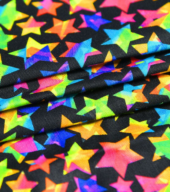Multicolor Bold Geometric Gradient Stars Cotton Fabric By Keepsake