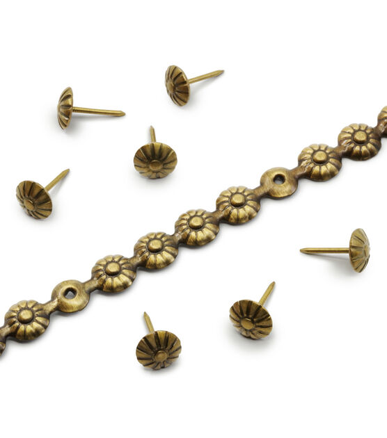 Dritz Home 716 Decorative Daisy Nailhead Trim 87 Pc Antique Brass
