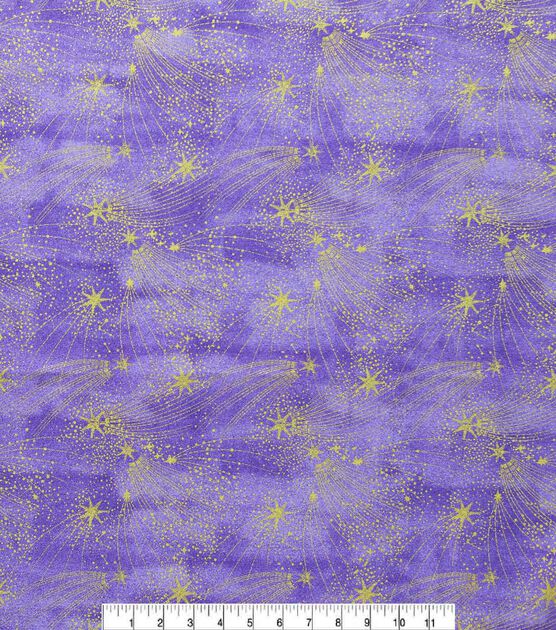 Celestial Stars Purple Quilt Metallic Cotton Fabric By Keepsake Calico