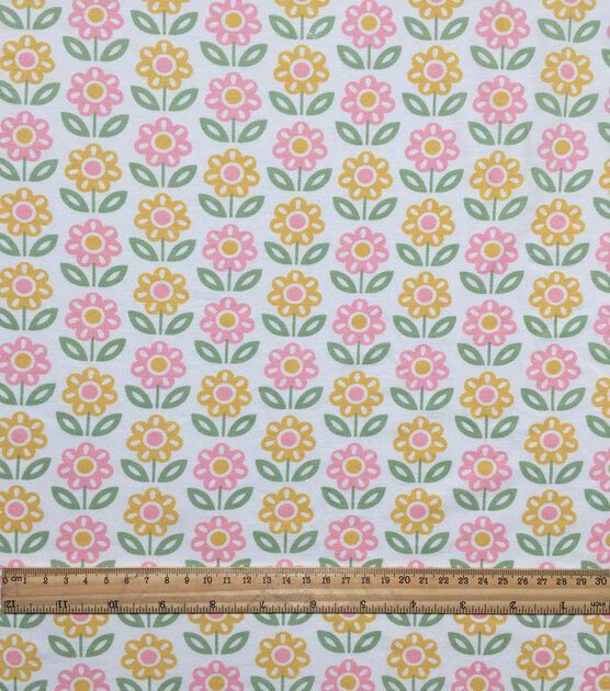 Groovy Floral On White Jersey Knit Fabric By Pop Joann