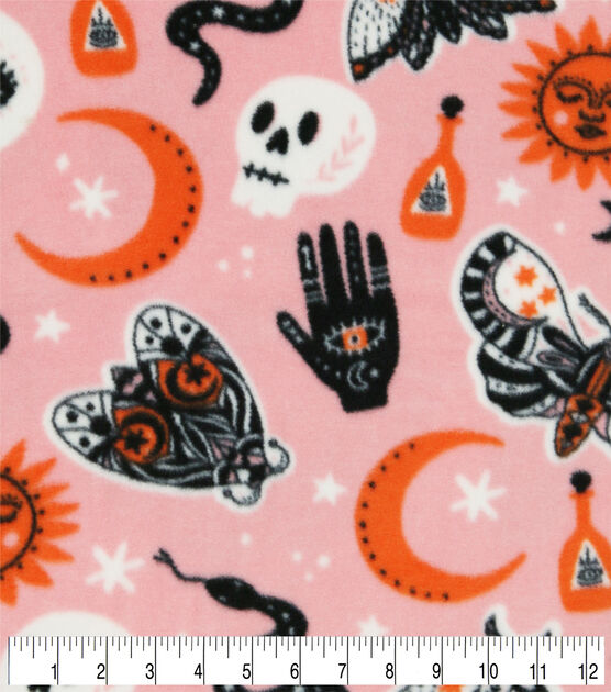 Halloween Icons On Pink Anti Pill Fleece Fabric Joann