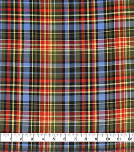 Black And Orange Plaid Cotton Viscose Shirting Fabric Joann