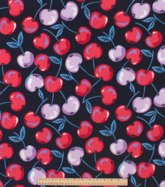 Cherries On Black Anti Pill Plush Fleece Fabric Joann