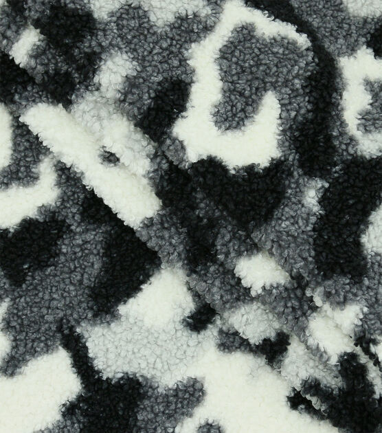 Black And White Camo Printed Teddy Fur Sherpa Fabric Joann