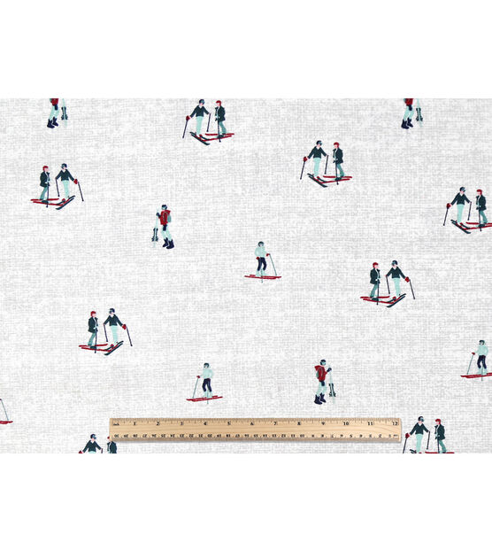 Skiers On White Novelty Cotton Fabric Joann