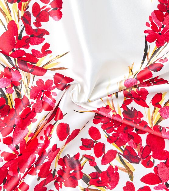 Badgley Mishcka Red Floral Stretch Mikado Satin Fabric Joann