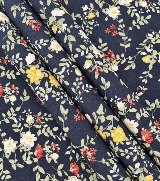 Floral On Navy Smocked Cotton Fabric Joann