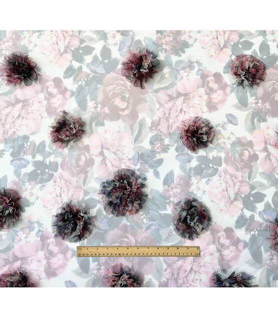 3d Pink And Black Floral Print Tulle Fabric Joann
