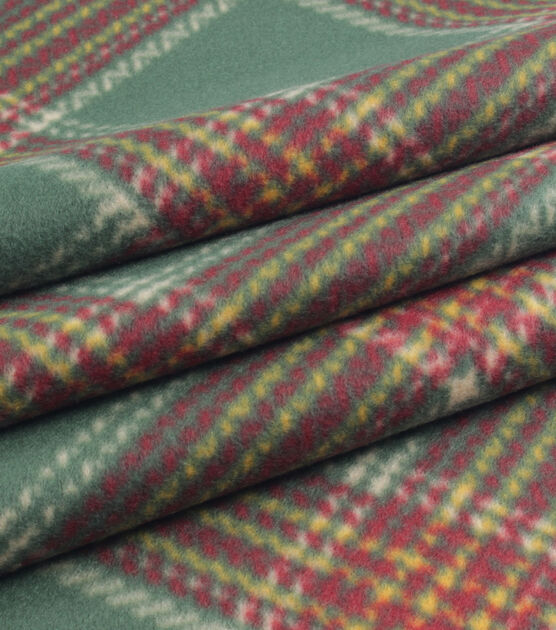 Green Diagonal Plaid Blizzard Fleece Fabric Joann