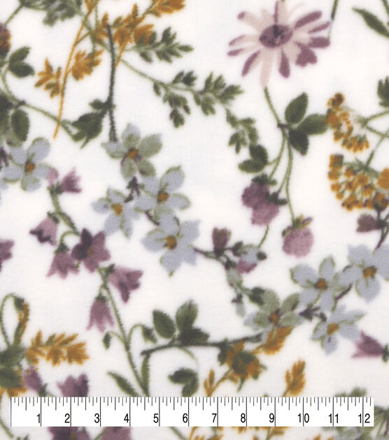 Floral On White Anti Pill Fleece Fabric Joann