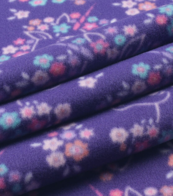Floral Unicorns On Purple Blizzard Fleece Fabric Joann