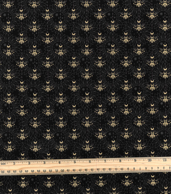 Sunflowers Black Premium Metallic Cotton Fabric Joann