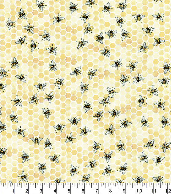 Yellow Sunny Bee On Honeycomb Premium Cotton Fabric Joann
