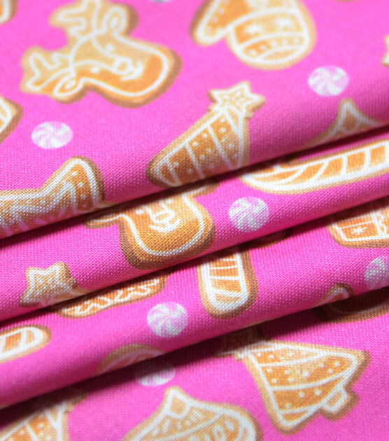 Cookies On Pink Christmas Cotton Fabric Joann
