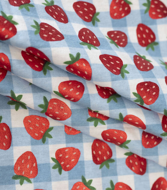 Red Strawberries On Checkered Super Snuggle Flannel Fabric Joann