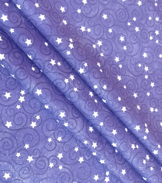 Stars On Swirls Dark Blue Glitter Cotton Fabric By Keepsake Calico Joann