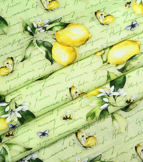 Lemons And Bees Floral Premium Cotton Fabric Joann