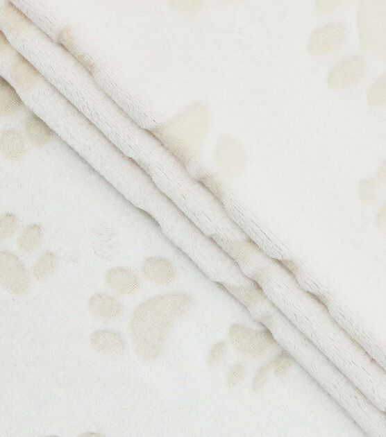 Cream Embossed Paw Prints Sew Lush Fleece Fabric Joann