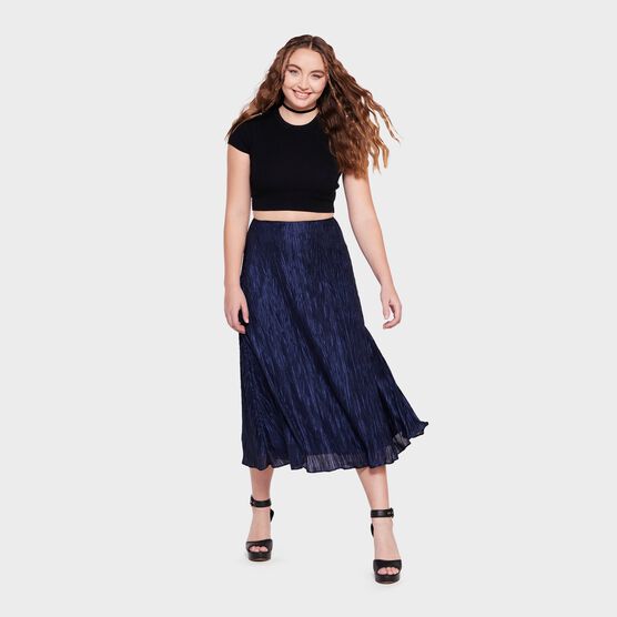 Navy Solid Pleated Bodre Silky Fabric Joann