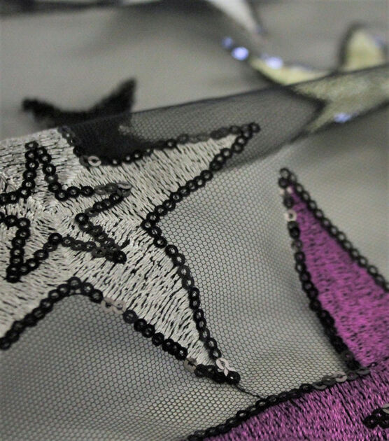The Witching Hour Fabric Embellished Stars On Black Mesh Joann