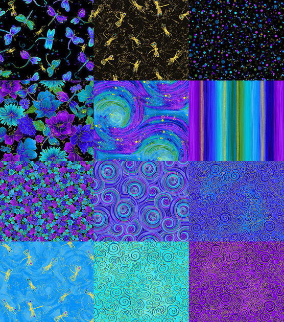 18 X 22 Hi Fashion Batik Metallic Cotton Fabric Quarter Bundles 12pc